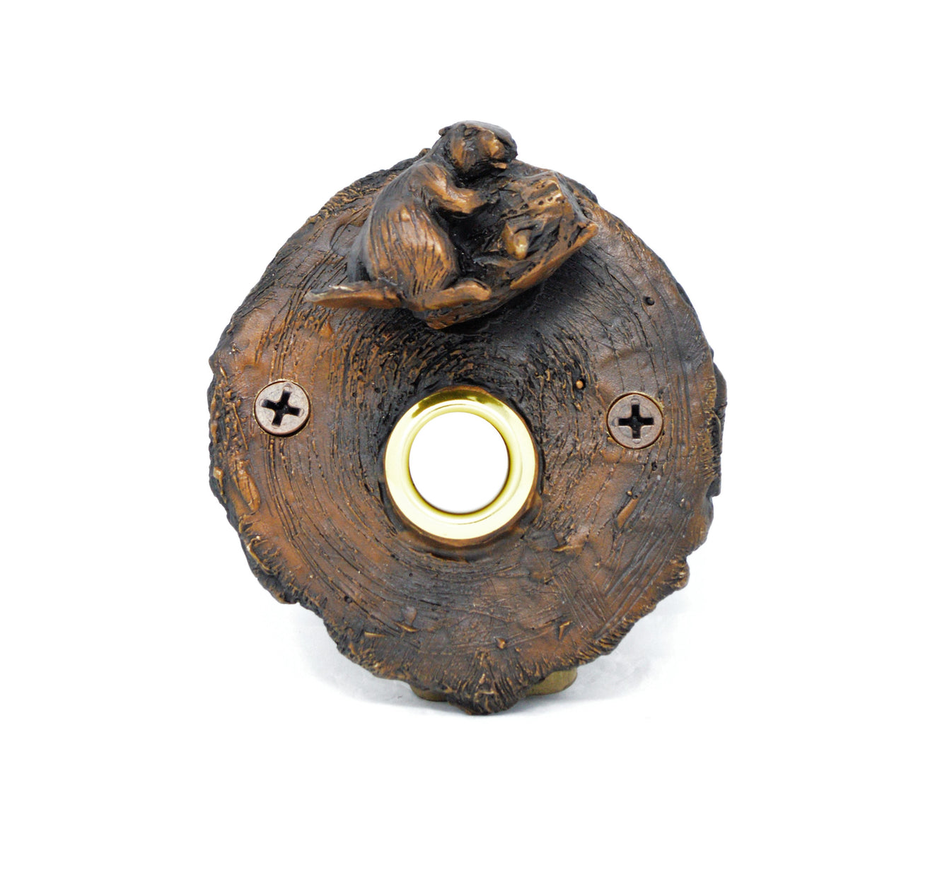Log End Beaver Doorbell | Rustic Doorbell – Timber Bronze