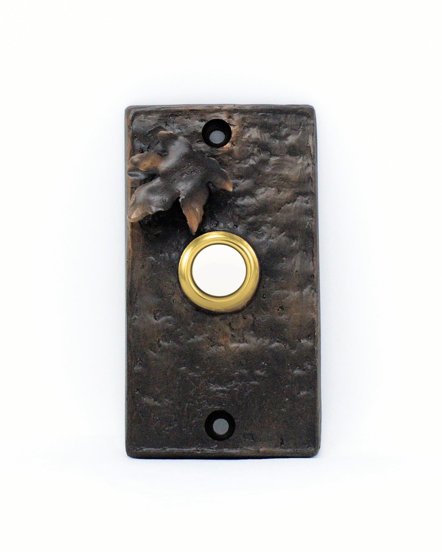 Rectangle Maple Leaf Doorbell | Rustic Bronze Doorbell – Timber Bronze