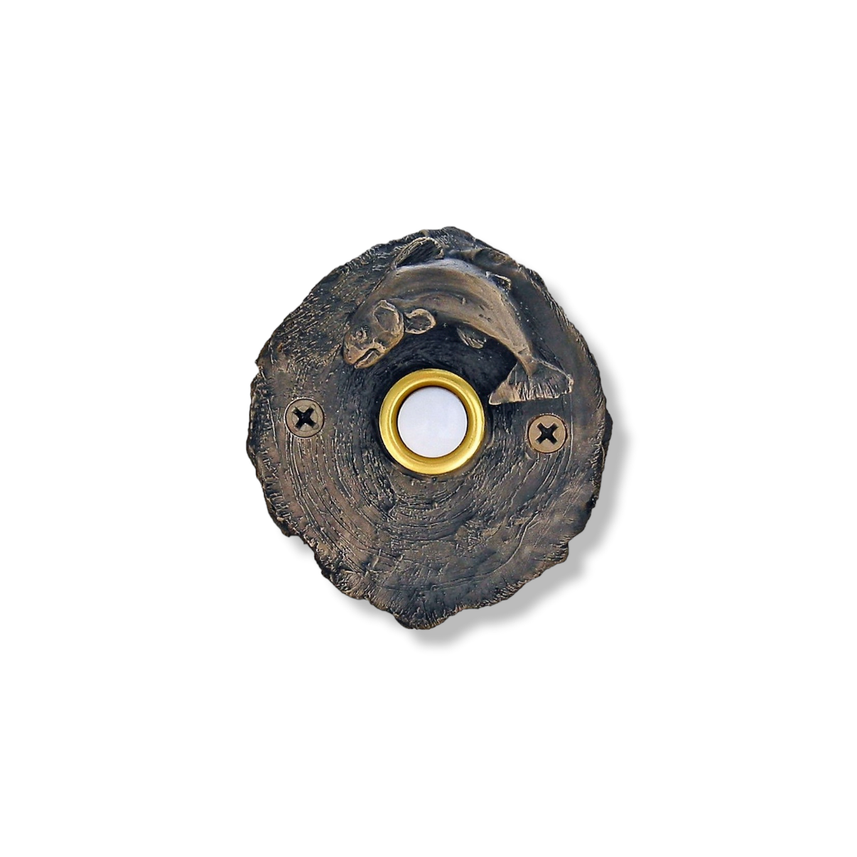 Log End Fish Doorbell | Rustic Doorbell – Timber Bronze