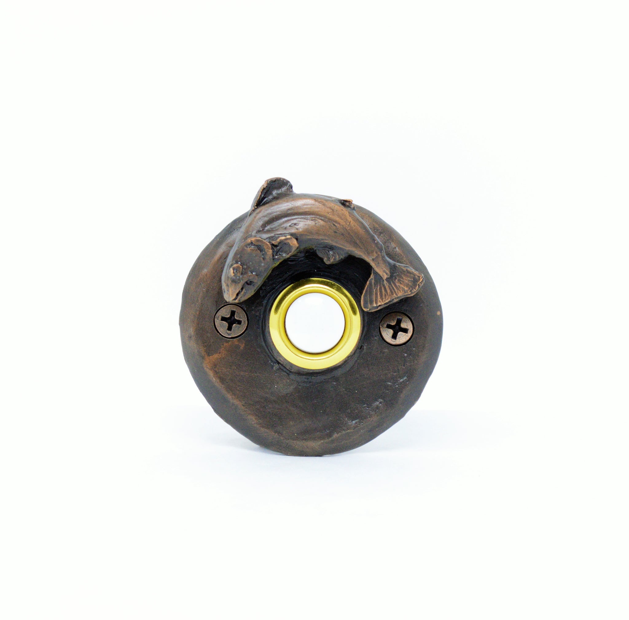 Round Fish Doorbell | Bronze Rustic Doorbell – Timber Bronze